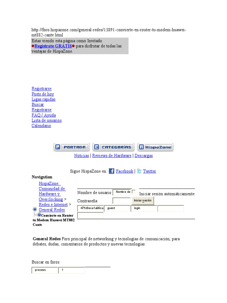 Como Rutear Un Moden mt882 de Cantv | PDF | Dirección IP | Enrutador ...