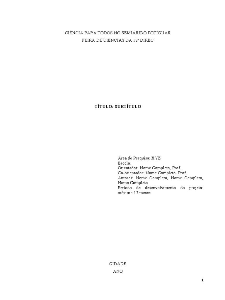 Modelo Relatório | PDF | Abstract (resumo) | Science