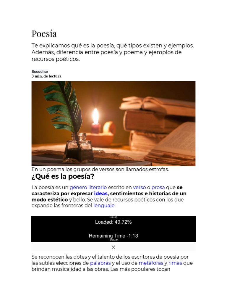 Características y Tipos de Poesía | PDF | Poesía