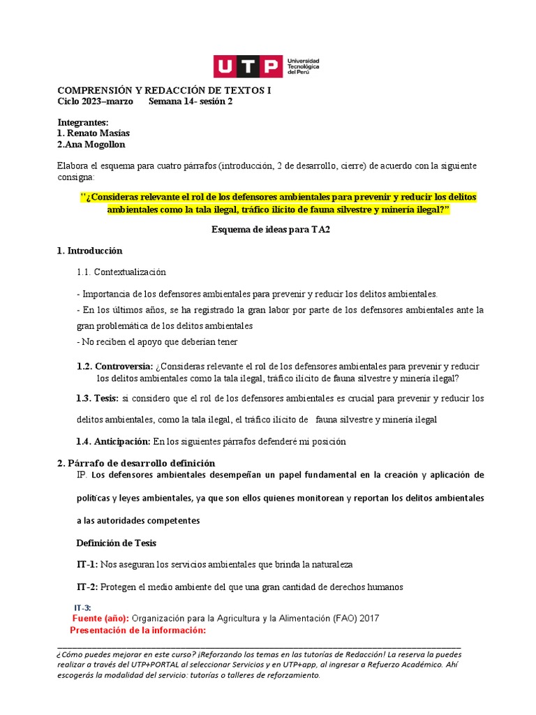 Esquema-Práctica Calificada 2. | PDF | Entorno natural | Movimiento conservacionista