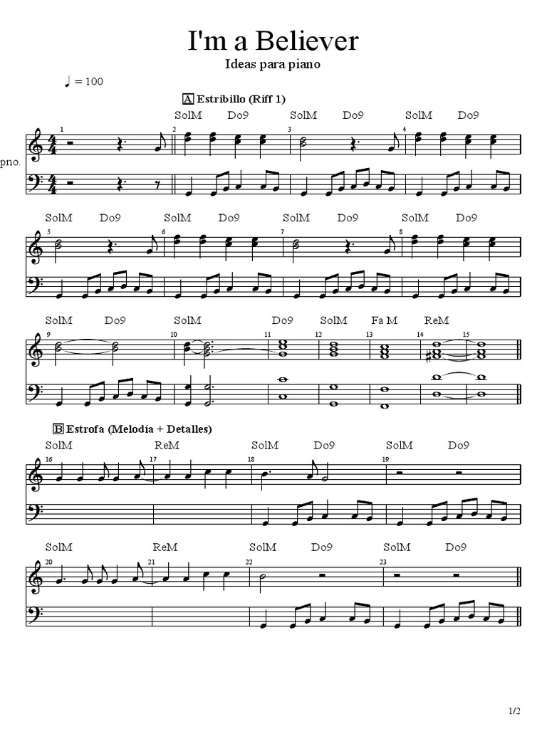 Piano I'm A Believer | PDF