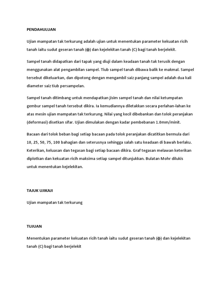 Ujian Mampatan Tak Terkurung | PDF