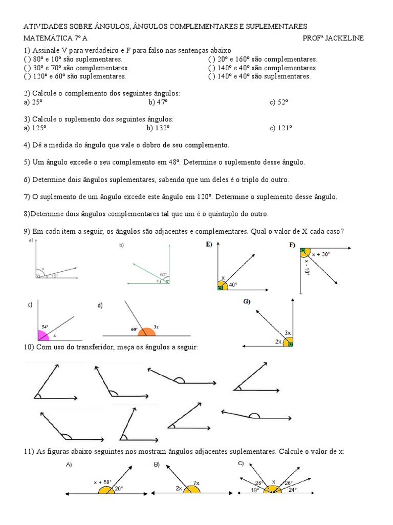 Atividades Sobre Ângulos 26 e 29.09 | PDF