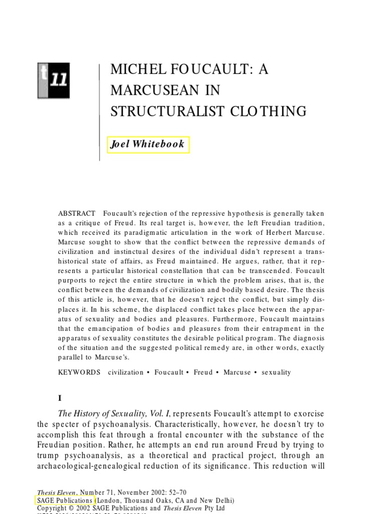 Foucault and Marcuse | PDF | Sigmund Freud | Psychoanalysis