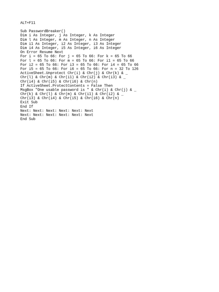 Excel Password Breaker PDF