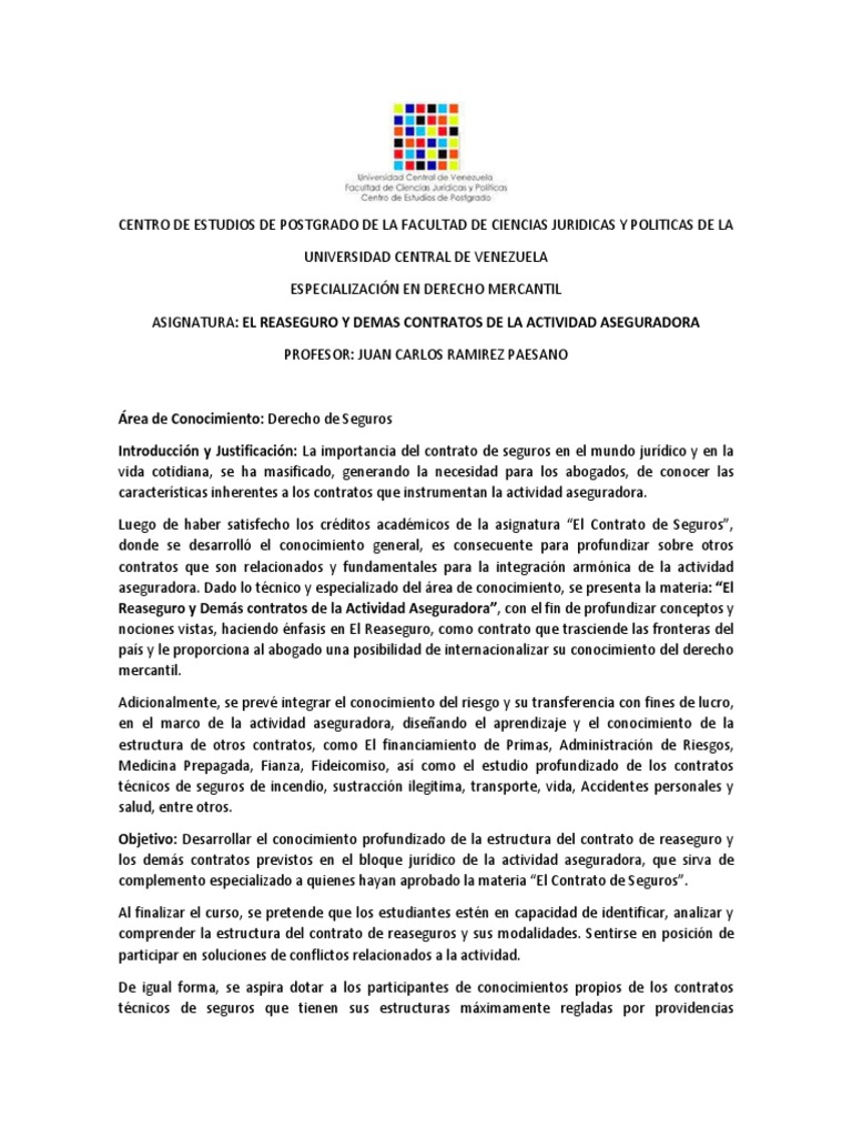 El Reaseguro y Demas Contratos de La Actividad Aseguradora | PDF | Reaseguro | Seguro