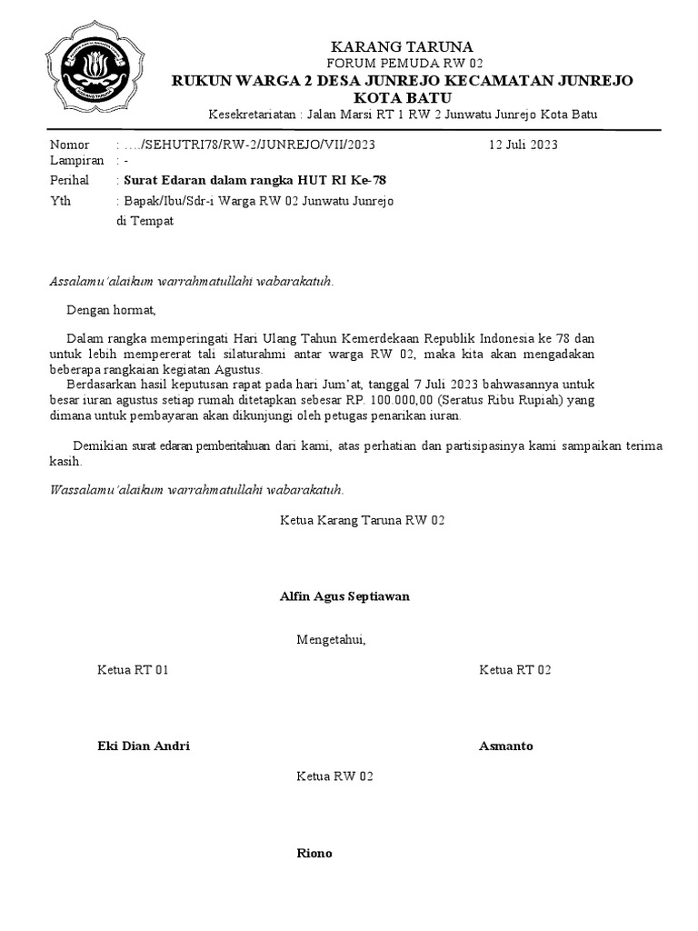 Form Tarikan Iuran Agustus | PDF
