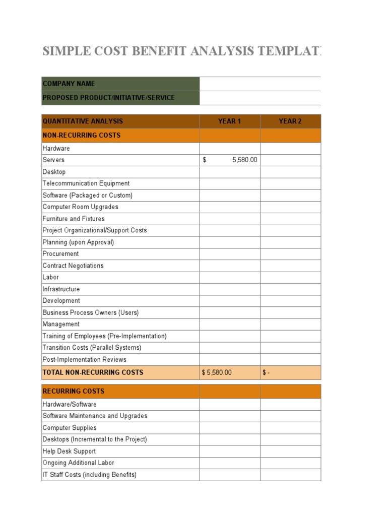 IC Simple Cost Benefit Analysis Template 8746 | PDF | Computer Hardware ...