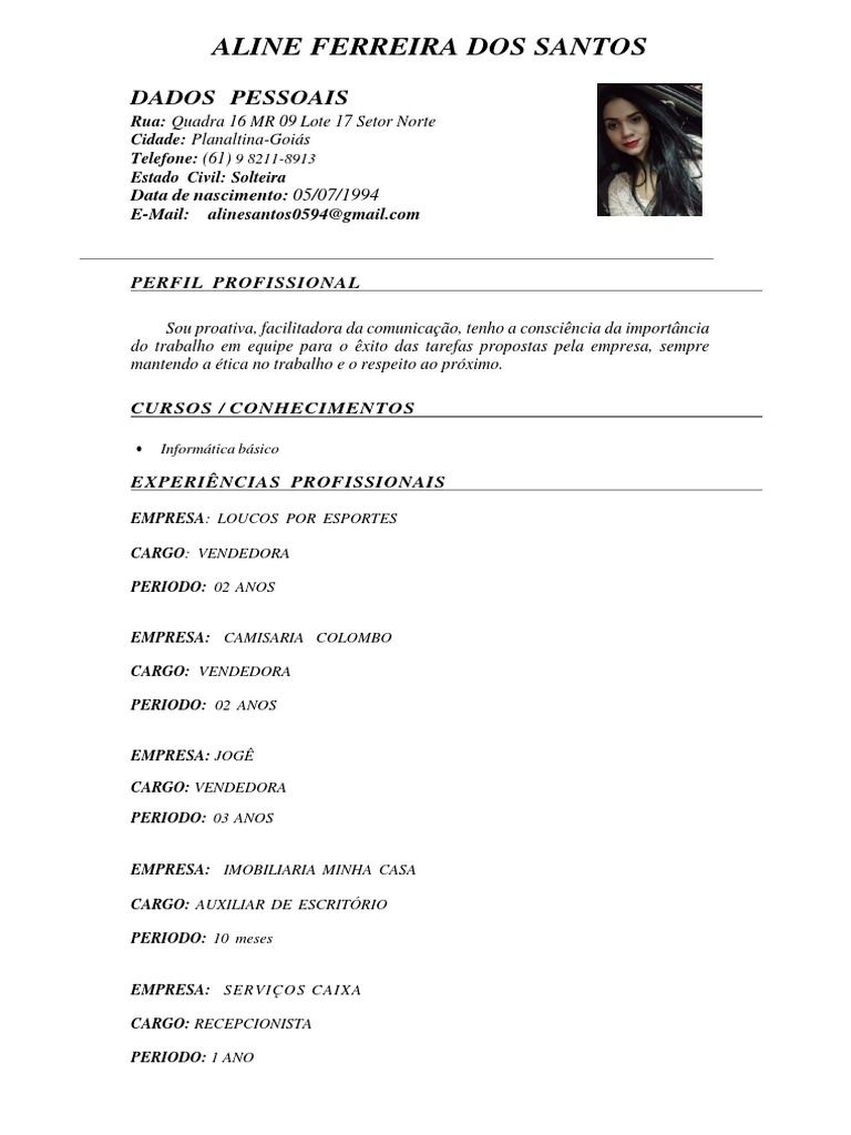 Currículo Atualizado Aline | PDF