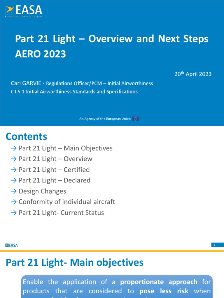 EASA Part 21 Light Overview and Steps | PDF | Aeronautics | Transport