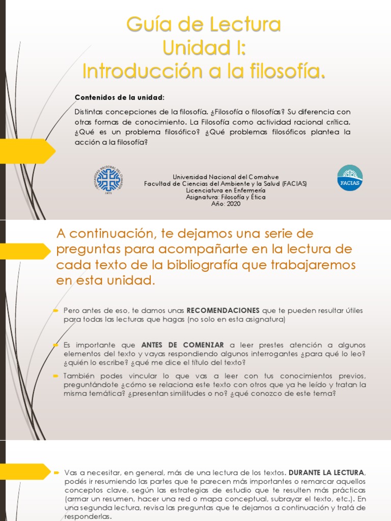 1-Guía de Lectura-Unidad I | PDF | Verdad | Sumario abstracto)