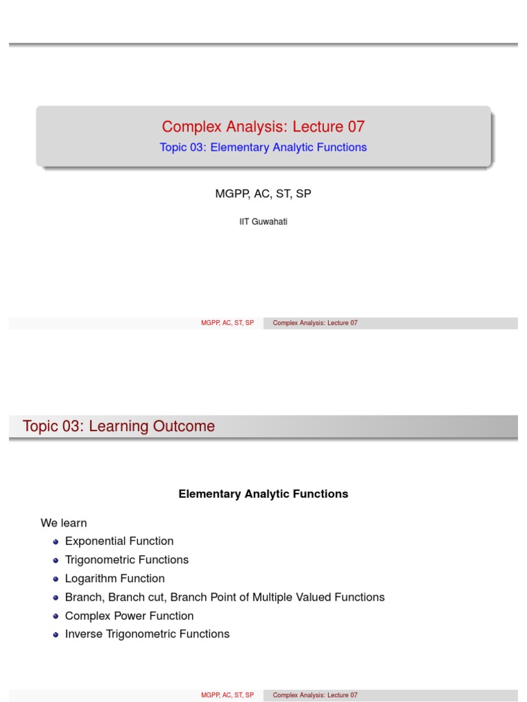 Complex Analysis: Exponential & Trig Functions | PDF