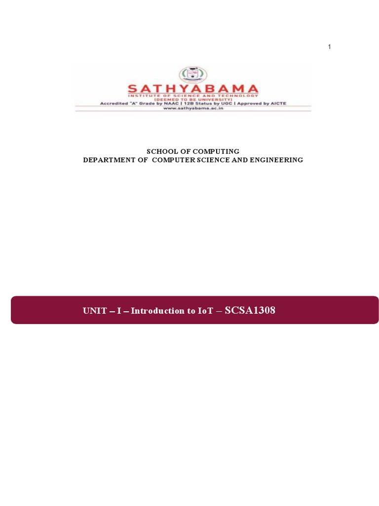 Unit-1 Notes Intro To Iot | PDF | Internet Of Things | Embedded System