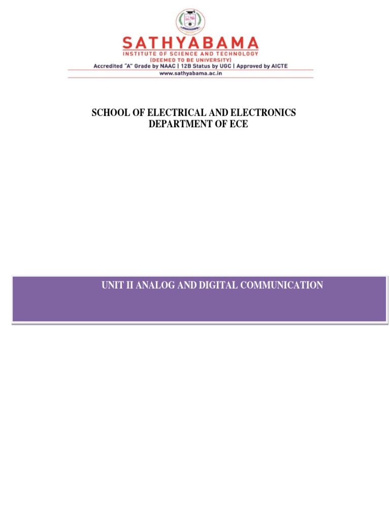 Unit II Analog and Digital Communication | PDF | Frequency Modulation | Modulation