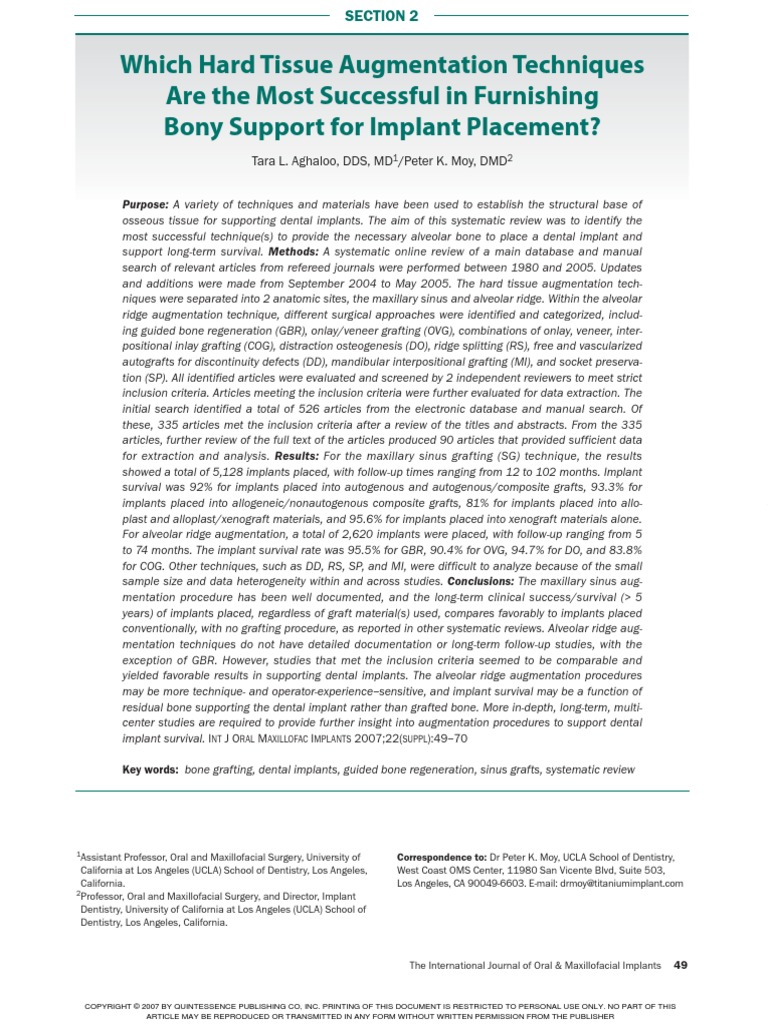 Which Hard Tissue Augmentation Techniques Are the Most Succesful in ...