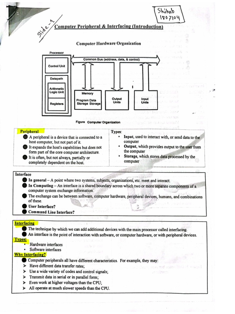 (All Slide in One) Peripherals & Interfacing - CSE 3103 - Noyon Sir | PDF