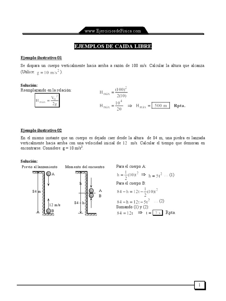 Ejemplos de Caida Libre | PDF