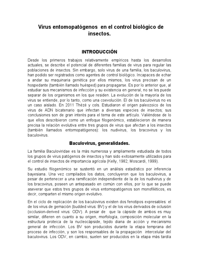 Virus Entomopatógenos en El Control Biológico de Insectos | PDF | Virus ...