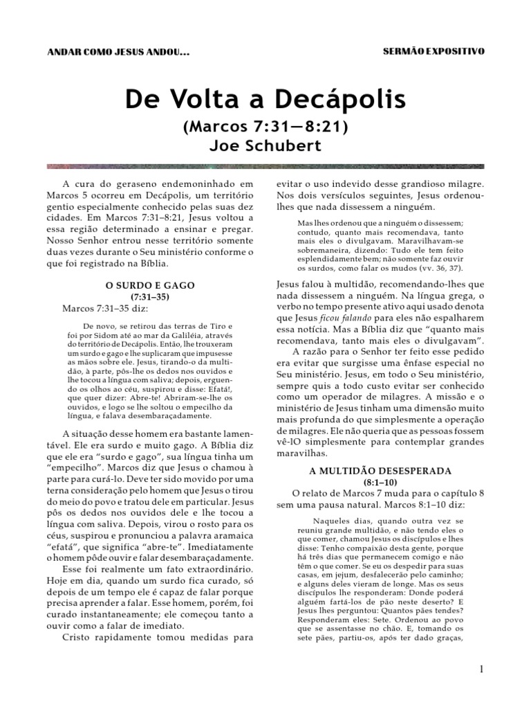 16 - de Volta A Decápolis - Parte 2 | PDF | Jesus | Evangelho de Marcos