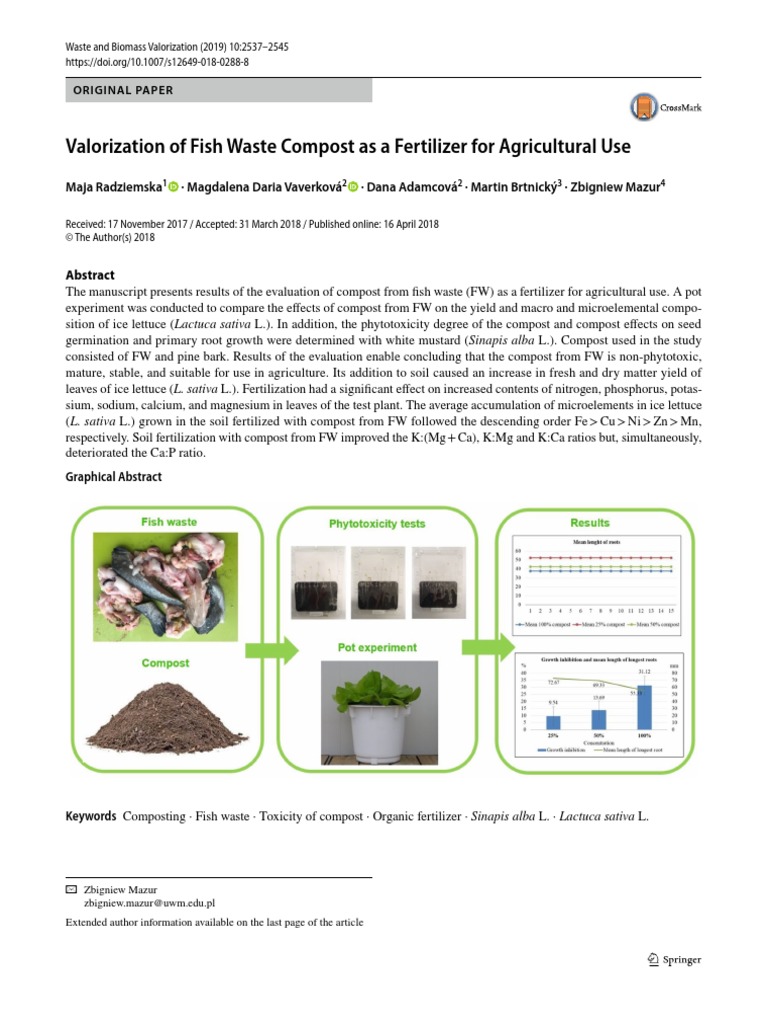 Valorization of Fish Waste Compost As A Fertilizer For Agricultural Use ...