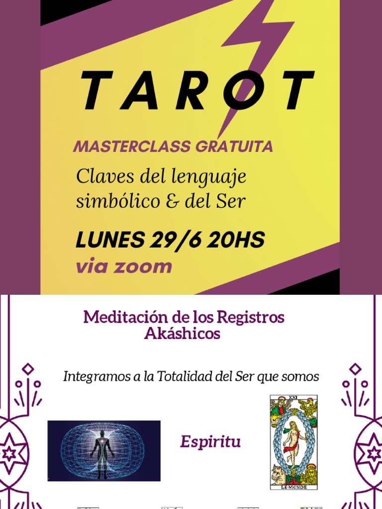 Tarot - Masterclass Gratuita - Claves Del Lenguaje Simbólico & Del Ser | PDF