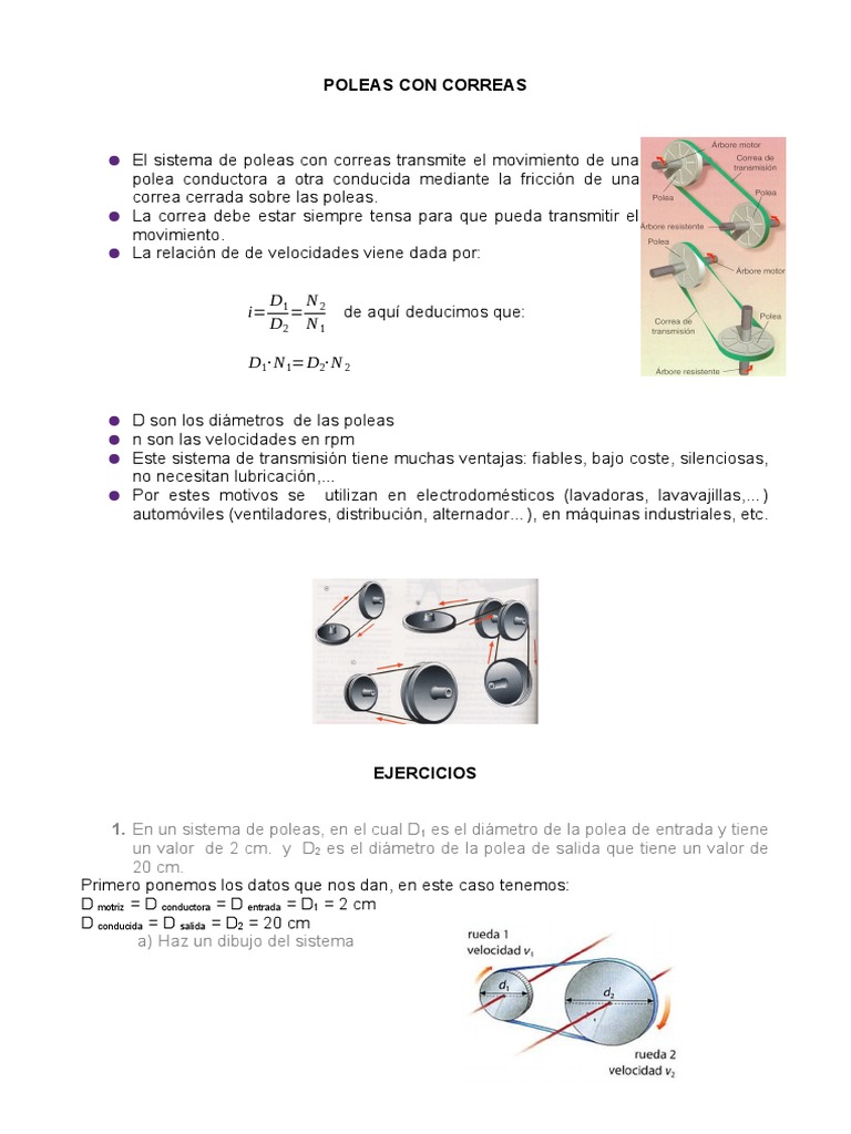 Poleas Con Correas - Solución | PDF | Máquinas | Mecánica