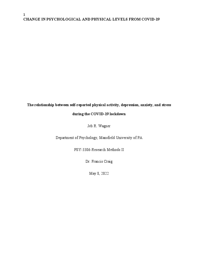 Final Apa Manuscript - Wagner | PDF | Social Support | Psychological ...