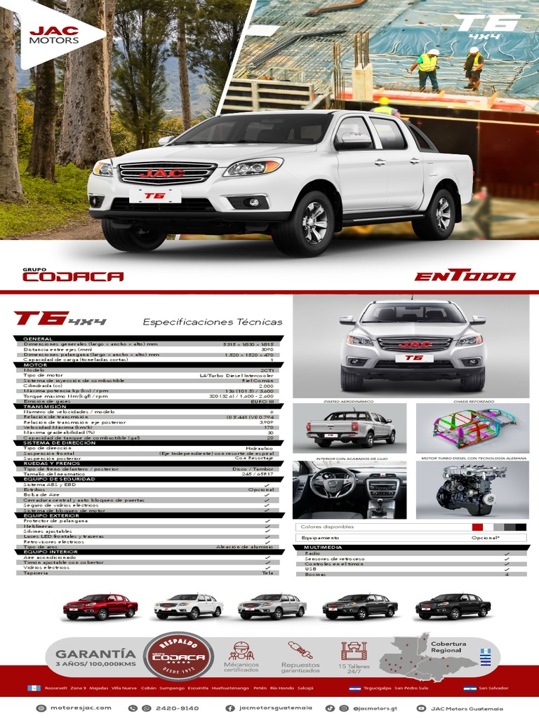 T-6 4x4 Ficha Tecnica | PDF | Eje | Tracción en las cuatro ruedas