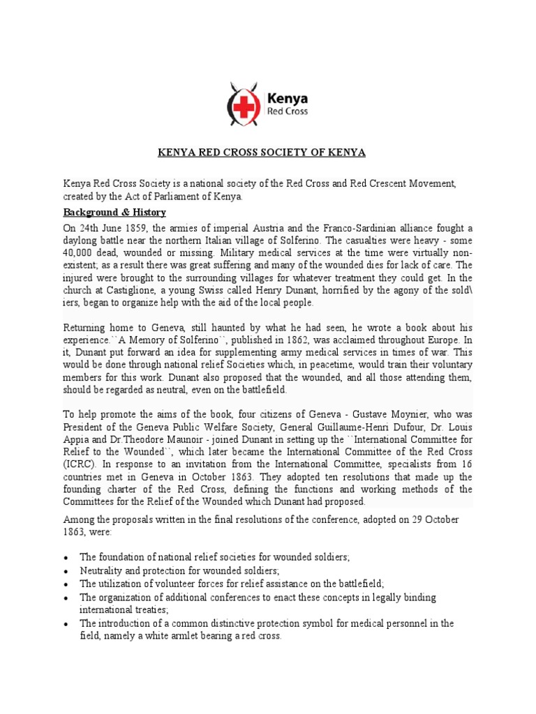 Kenya Red Cross Society Overview | PDF | International Committee Of The ...
