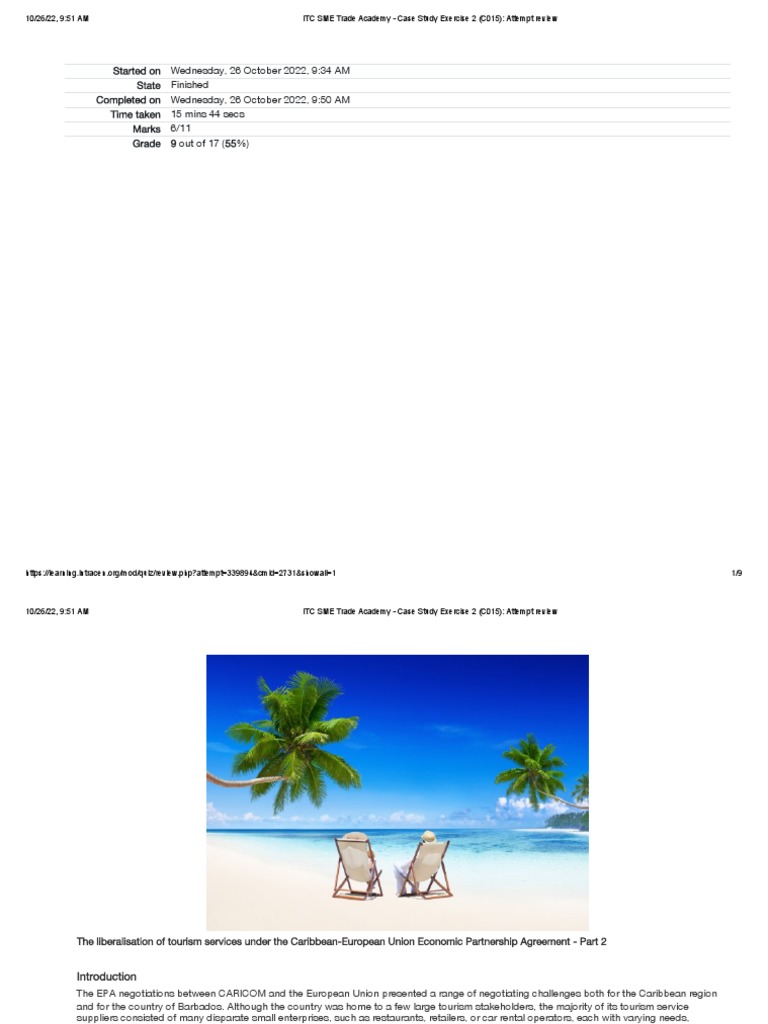 ITC SME Trade Academy - Case Study Exercise 2 (C015) - Attempt Review | PDF | Barbados | Small ...