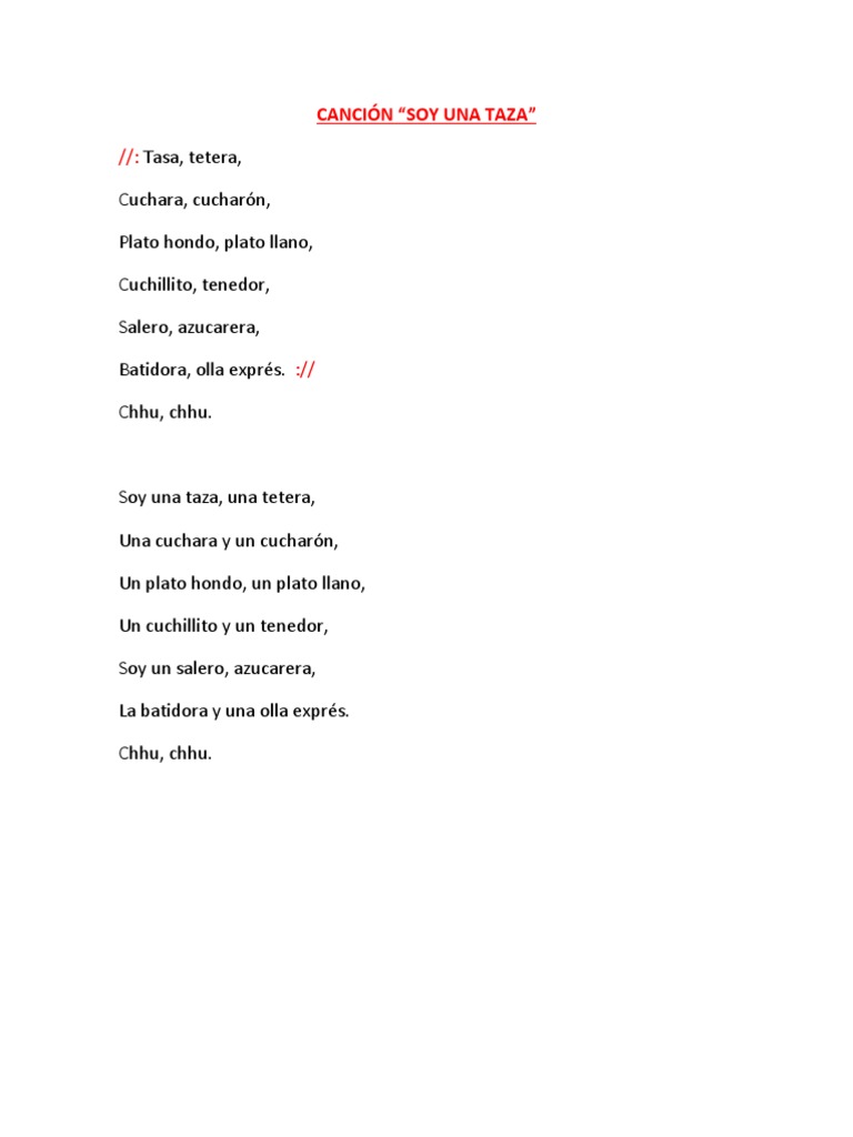 Ronda Canción - Soy Una Taza | PDF