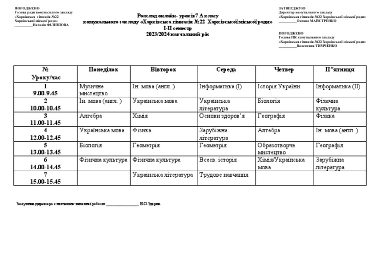7А розклад | PDF