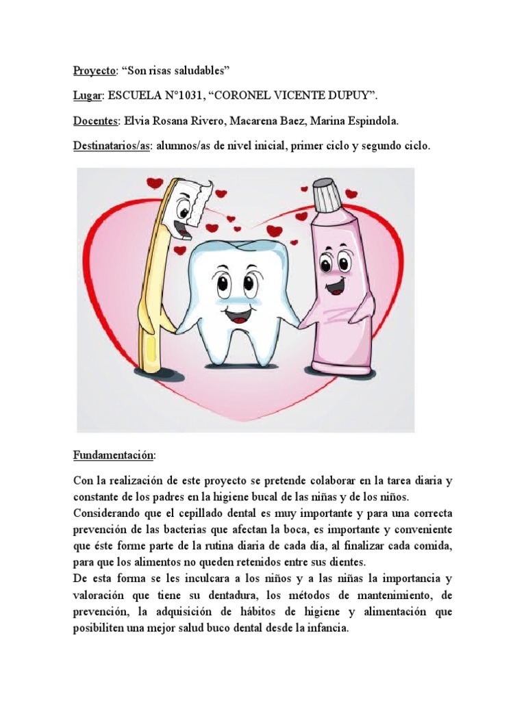 Proyecto Salud Bucal | PDF | Odontología | Higiene oral