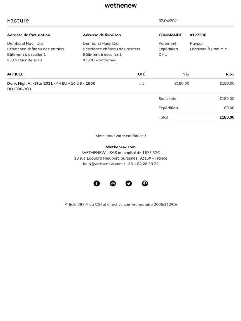 Facture Wethenew | PDF