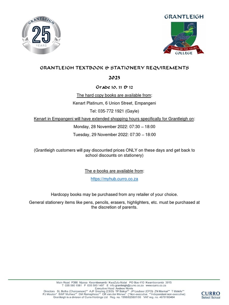 GR 10, 11 & 12 Stationery & Textbooks | PDF | Textbook | Mathematics