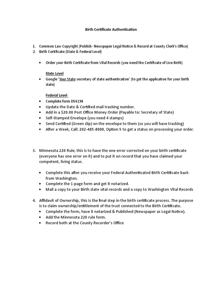 Steps For Birth Certificate Authentication Pdf