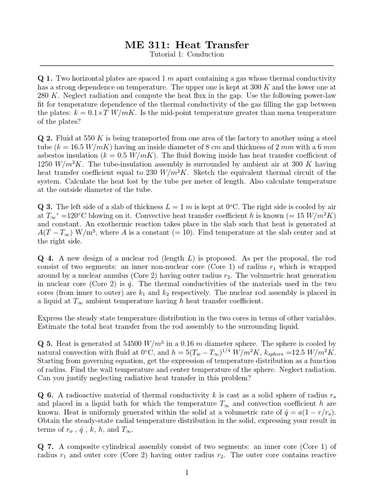 ME311 Assignment 1 Conduction | PDF | Heat Transfer | Thermal Conduction