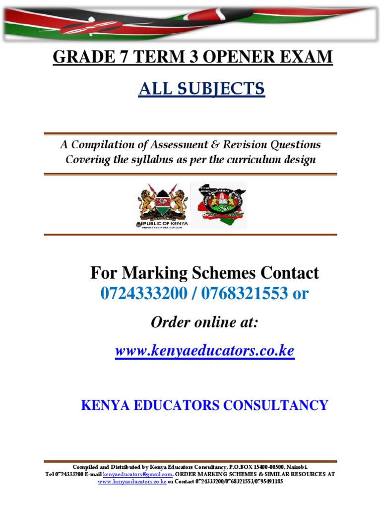 Grade 7 Term 3 Opener Exam | PDF