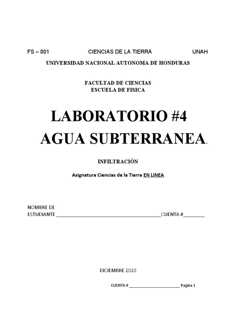 Práctica de Laboratorio 4 | PDF | El ciclo del agua | Agua subterránea