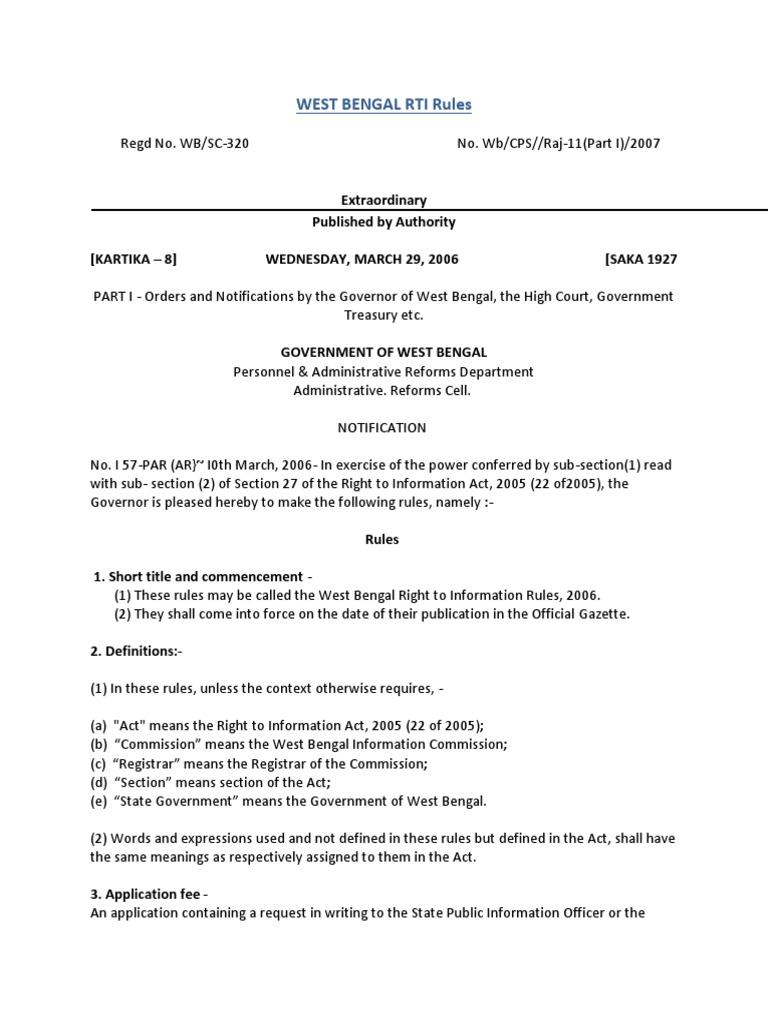 WB Rti Rules2006 | PDF | Appeal | Affidavit