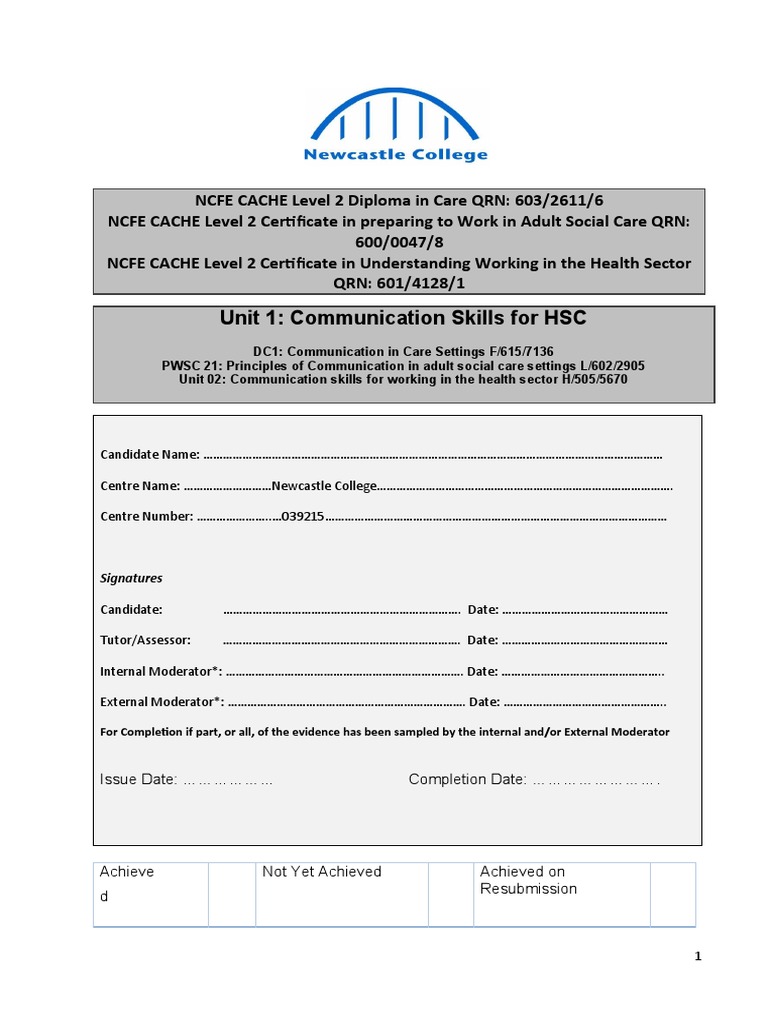 Unit 1 Communication Workbook | PDF | Communication | Confidentiality