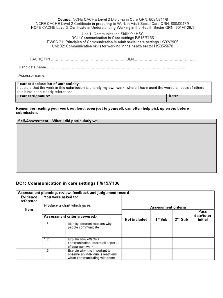 Communication Feedback Sheet | Download Free PDF | Communication ...