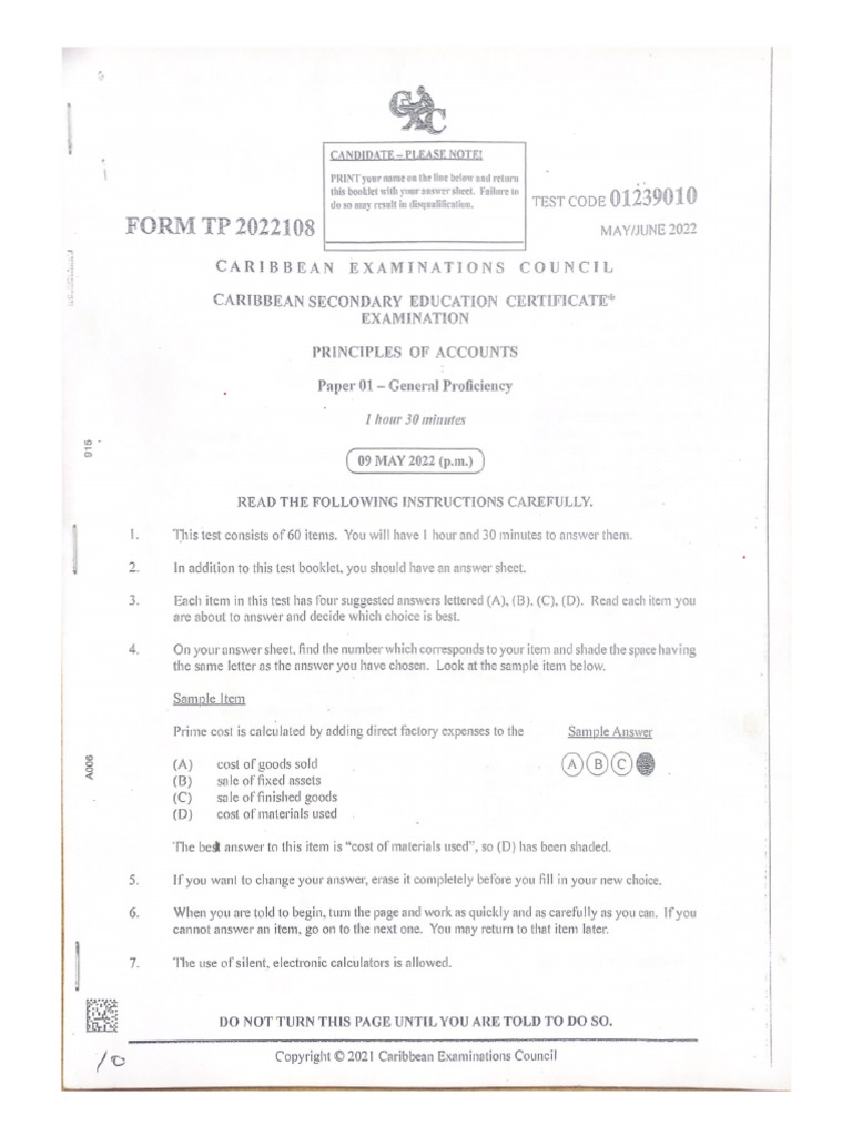 Csec Poa June 2022 p1 | PDF