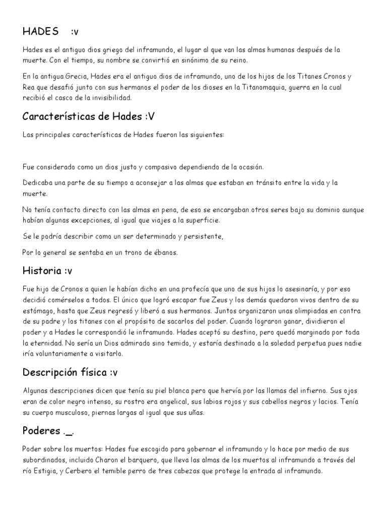 HADES | PDF | infierno | Inframundo griego