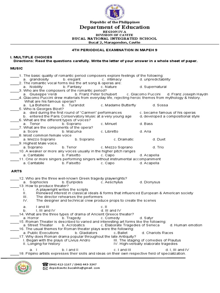 Cbea - Test G9 Q4 | PDF | Cyberbullying | Theatre