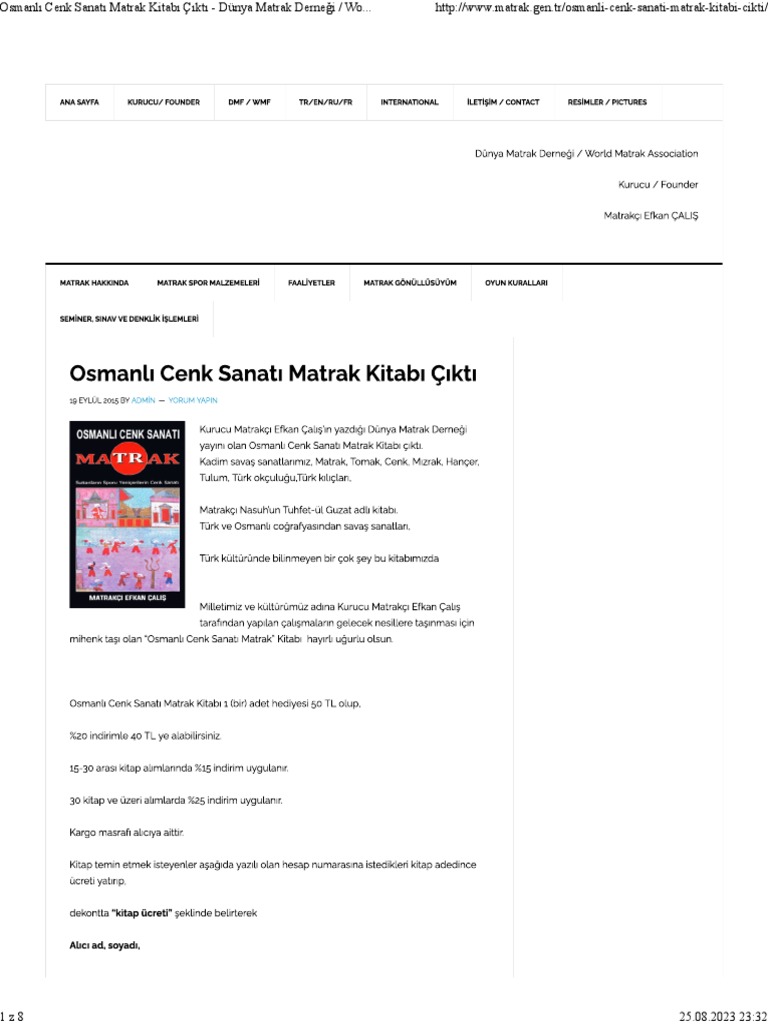 Osmanlı Cenk Sanatı Matrak Kitabı Çıktı - Dünya Matrak Derneği - World ...