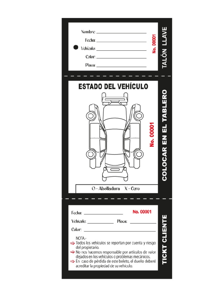 TICKET PARA PARQUEO | PDF