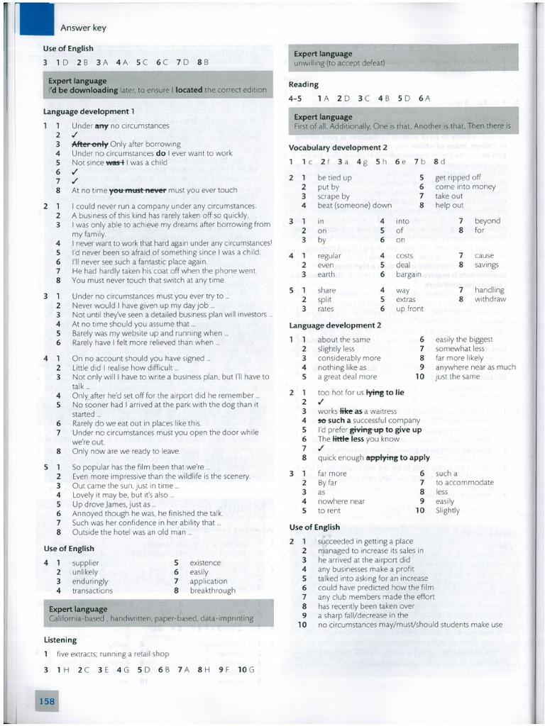 Advanced Expert Students Resource Book Key | PDF