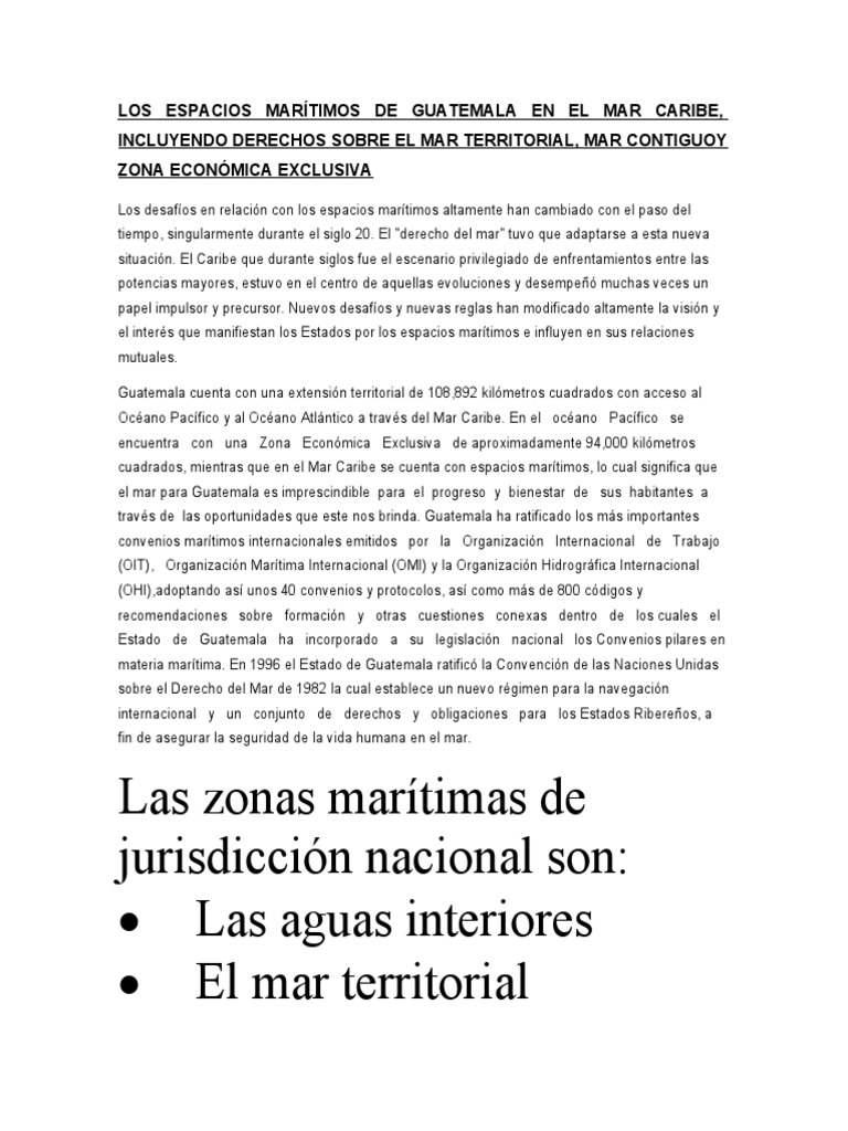 Los Espacios Marítimos de Guatemala en El Mar Caribe | PDF | Aguas territoriales | Zona ...