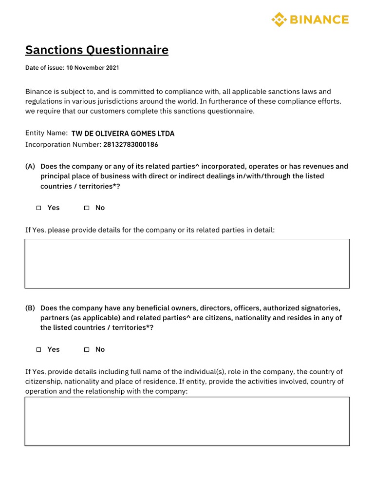 Sanction Questionnaire | PDF | International Relations | Government